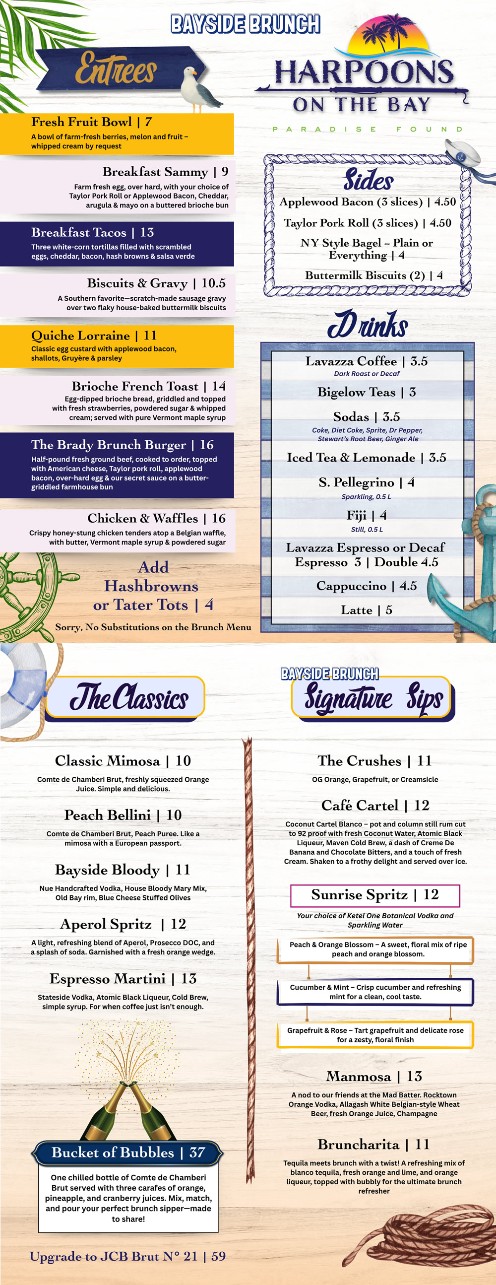 Lunch and Dinner Menus | Harpoons on the Bay